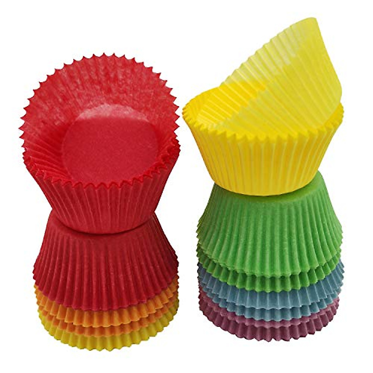 Mombake Standard Rainbow Bright Greaseproof Cupcake Liners Paper Baking Cups Assorted 6 Colors, 200-Count