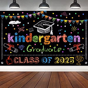 Littleloverly Kindergarten Graduation Banner Backdrop Party Decorations Class of 2022 Preschool Kids Congrats Grad Banner Outdoor Yard Sign Kindergarten Graduation