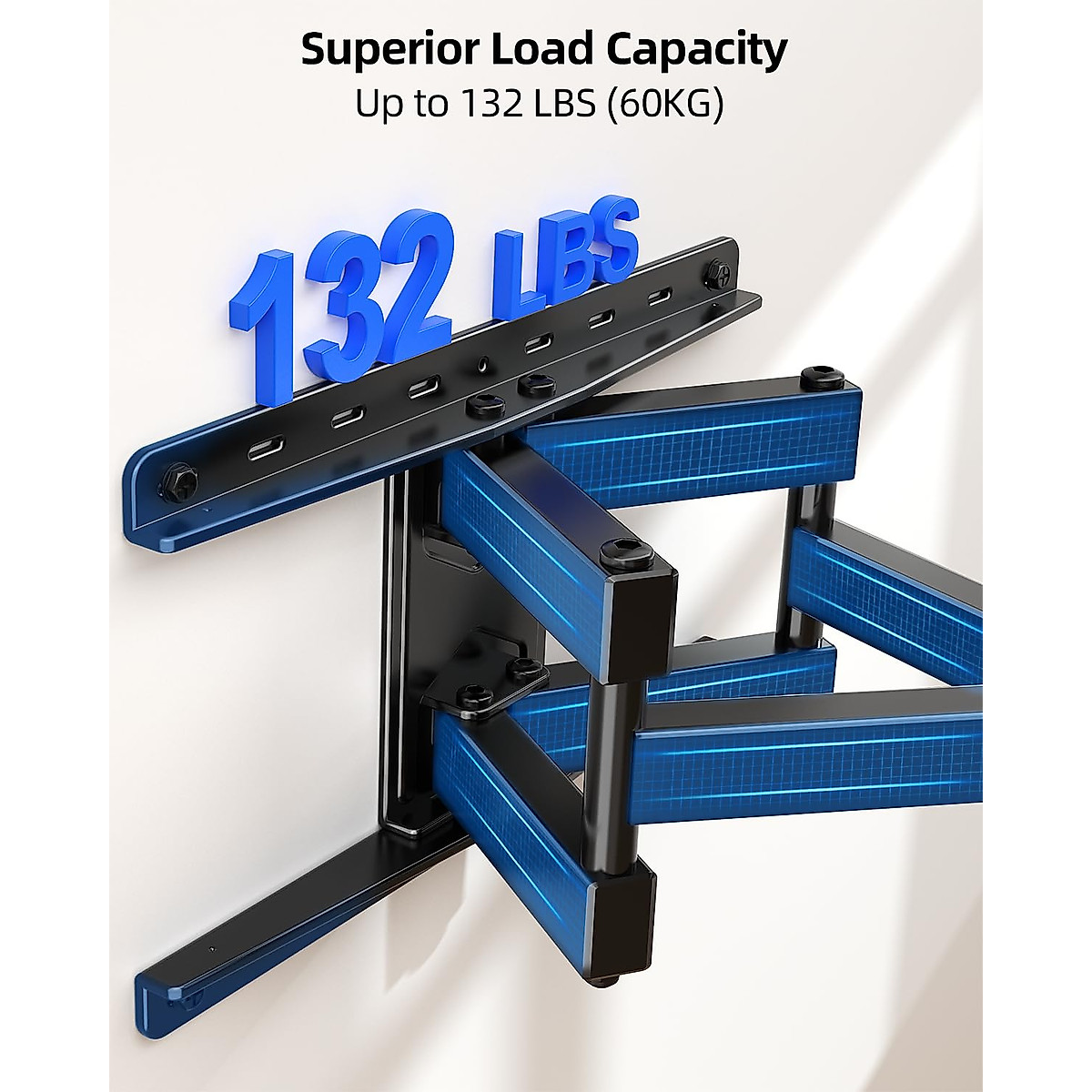 HOMEVISION Full Motion TV Wall Mount for Most 32-75 inch TVs, TV Mount Swivel and Tilt with Dual Articulating Arms,TV Wall Mount Bracket Holds up to132lbs Max VESA 600x400mm Fits 12/16" Wood Stud