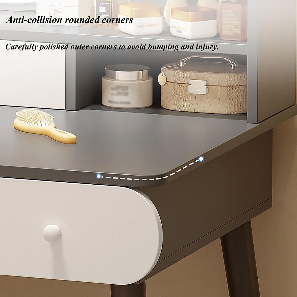 Vanity Set with Lighted Mirror | Makeup Table with Storage Shelf and Drawers | Vanity Desk with Comfortable Chair | 3 Color Lighting Modes Adjustable Brightness