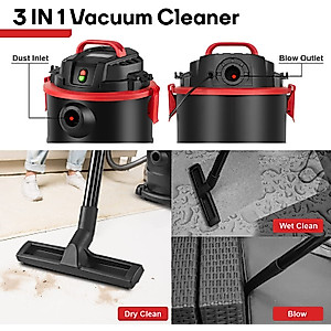 Eastvolt Wet Dry Vacuum Cleaner, 5 Gallon 5.5 Peak HP 3 in 1 Blower, Hepa Filtration Dry Wet Suction for Home, Garage, Vehicle, Workshop (K-411F)