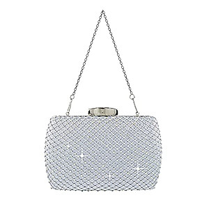 Bellawish Clutch Purse Rhinestone Silver Clutch Evening Formal Crystal Bag Wedding Purse Party Bridal HandBags for Women(Silver)