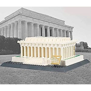 The Lincoln Memorial Building Blocks Toy Bricks Well Detailed Set Architecture Toy Gift for Adults and Teens Washington DC Bricks Modular Set with Memorial Sign Marker for Teens and Adults