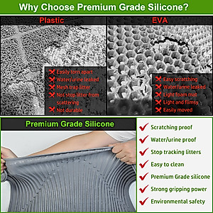 Mofason Cat Litter Mat XXL - Waterproof Kitty Litter Box mat for Floor - Extra Large Pet Trapping Litter Rug Pad - Silicone Cat Supplies &amp; Accessories for Indoor Cats (38&quot; x 25&quot;) -Grey