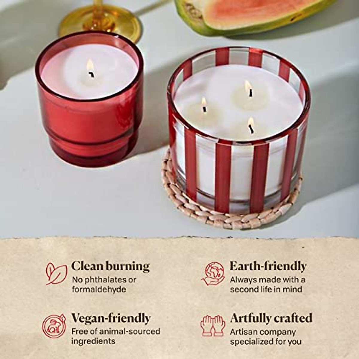 Paddywax Candles Al Fresco Collection, Naturally Scented Candle, 7 Ounces, Red, Rosewood Vanilla
