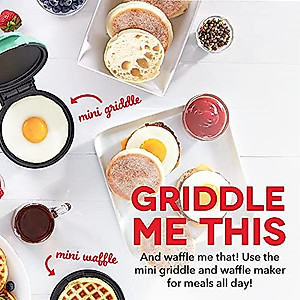 Dash DMSW002AQ Mini Maker, 2-Pack Griddle + Waffle Iron, 2 pack, Aqua & Mini Donut Maker Machine for Kid-Friendly Breakfast, Snacks, Desserts & More with Non-stick Surface, Makes 7 Doughnuts - Aqua