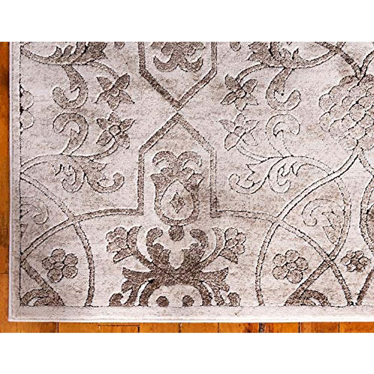 Unique Loom Rushmore Collection Classic Traditional White Tone-on-Tone Textured Intricate Design Area Rug (3' 0 x 9' 10 Runner, Tan/ Beige)
