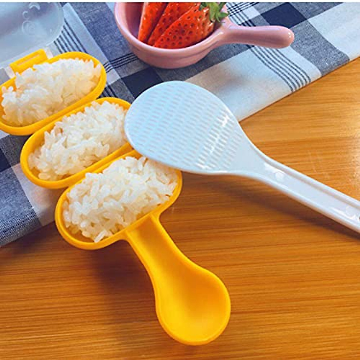 Rice Ball Mould Shaker Onigiri Mold Ball Shaped Kitchen Tools Shakers for Shake DIY Lunch with a Mini Rice Paddle (Blue)