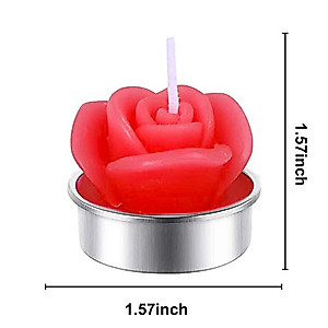 TURNMEON 12 Pack Red Rose Tealight Candles Valentines Day Decorations Rose Flower Candles for Valentine's Day Decoration Home Party Spa Indoor Outdoor Valentines Gift for Her Girlfriend Wife