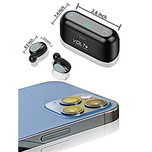 VOLT PLUS TECH Wireless V5.0 Bluetooth Earbuds for iPhone 14/14Pro/Max/13/13Pro/Max/12/12 Pro/Max, with LED Display,Mic, 8D Bass, F9 TWS IPX7 Waterproof with 2000mAh PowerBank Charging case