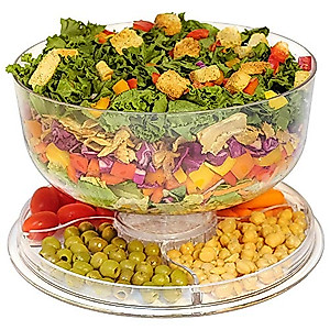 Lillian Tablesettings Cake Stand with Dome Cover, 6-in-1 Multi-Purpose Use, Serving Platter, Punch Bowl, Desert Platter and More, BPA Free, Clear (60220)