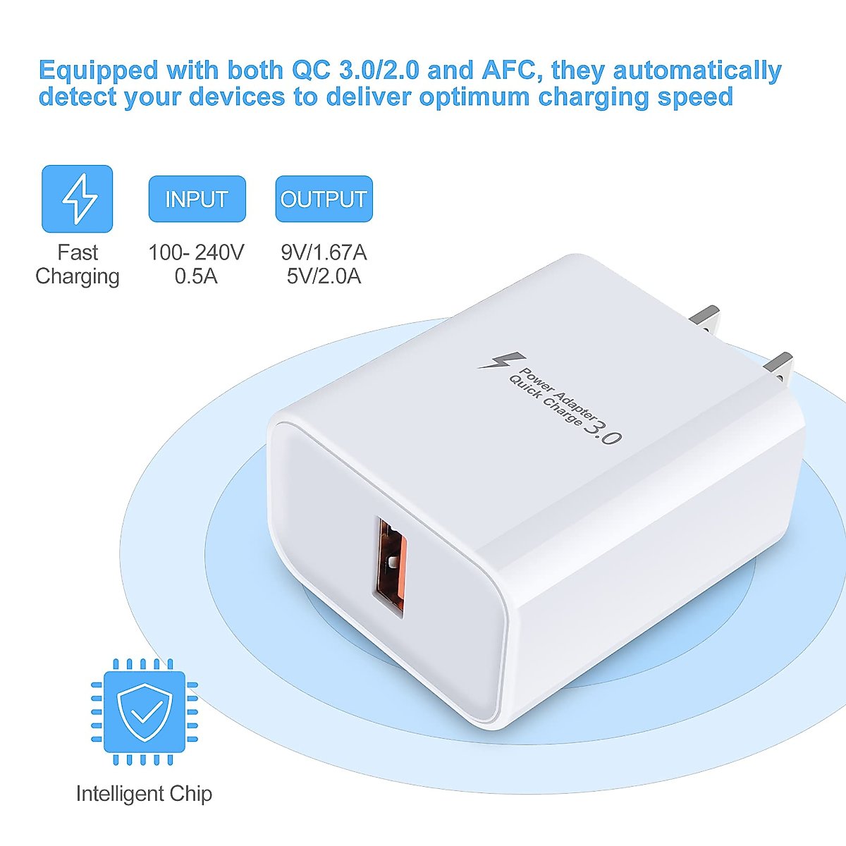Quick Charge 3.0 Wall Charger Block Plug,USB Cube Power Adapter Fast Charging Block for Samsung Galaxy S24 S23FE A15 A25 A14 A13 A54 S22 S21 S10 S9 S8 A20 A12 A53 A03S A04S A51 A52 A24 A23 A34,Note 20