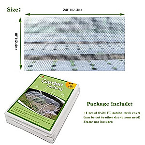 Garden Netting Pest Barrier, Plant Covers 8x24Ft Garden Mesh Netting Mosquito Net Bird Netting for Garden Protection, Garden Net Plant Netting for Raised Garden Beds Row Cover