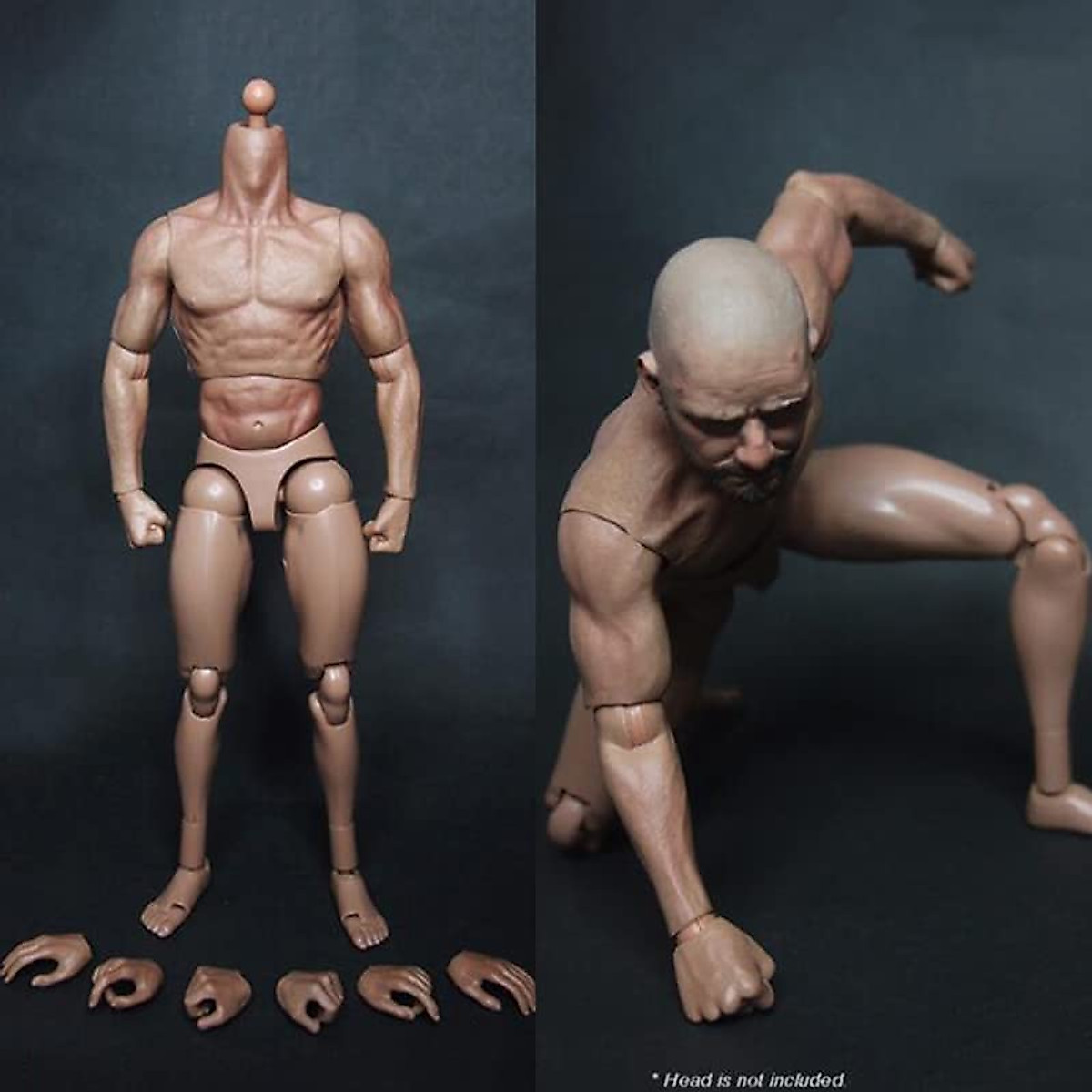 12'' Muscular Body,Male Flexible Action Figure Body Doll for 1:6 Scale Head Sculpt Carved