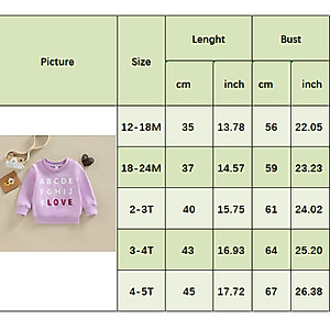 Kayotuas Toddler Valentines Day Shirt for Boys Girls Cute Letter Print Long Sleeve Top Crewneck Sweatshirt Fall Winter Clothes (Purple LOVE, 2-3 Years)