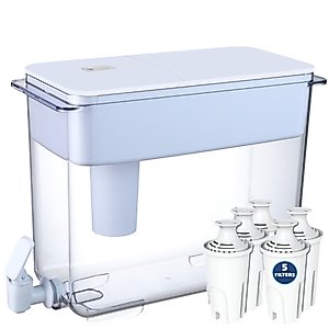 30-Cup Water Filter Pitcher with 5 Water Filters & Electronic Filter Change Reminder - Compatible with Brita Water Pitcher, Brita Filter Replacement and Brita Filter Pitcher