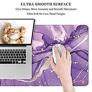 Niniubye Desk Mat, Large Mouse Pad, 32" x 12" XXL Extended Gaming Mousepad, Desktop Decor Desk Pad, Cute Men Women Office Supplies and Accessories, XL Mouse Pad for Laptop & Keyboard, Purple Marble