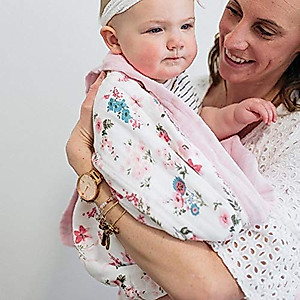 GRACED SOFT LUXURIES Softest Gentle Large Muslin Quilt, 47" x 47" Muslin Baby Receiving Blanket (Pastel Floral)