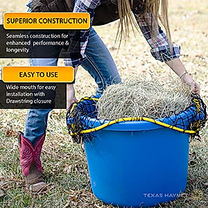 Texas Haynet - Small Hole Slow Feeder Hay Net - American Made Nylon Rope Haynet for Horses - Perfect for Trailering - Easily Holds 2 to 4 Flakes with 1.5” Holes