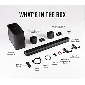 Polk True Surround III 5.1 Channel Wireless Surround Sound System, Includes Sound Bar, L & R Rear Surrounds and 7'' Subwoofer, Dolby Digital Decoding, Built-in Bluetooth, Easy Setup, Black