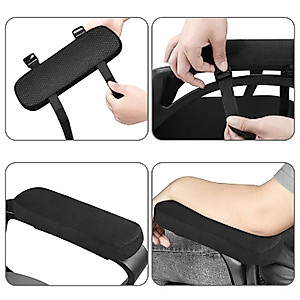 MOSISO Chair Armrest Pads (2 Pack), Memory Foam Home/Office Chair Arm Rest Covers Comfy Computer Gaming Chair Cushion Removable Washable Elbow Support Forearm Pressure Relief, Black