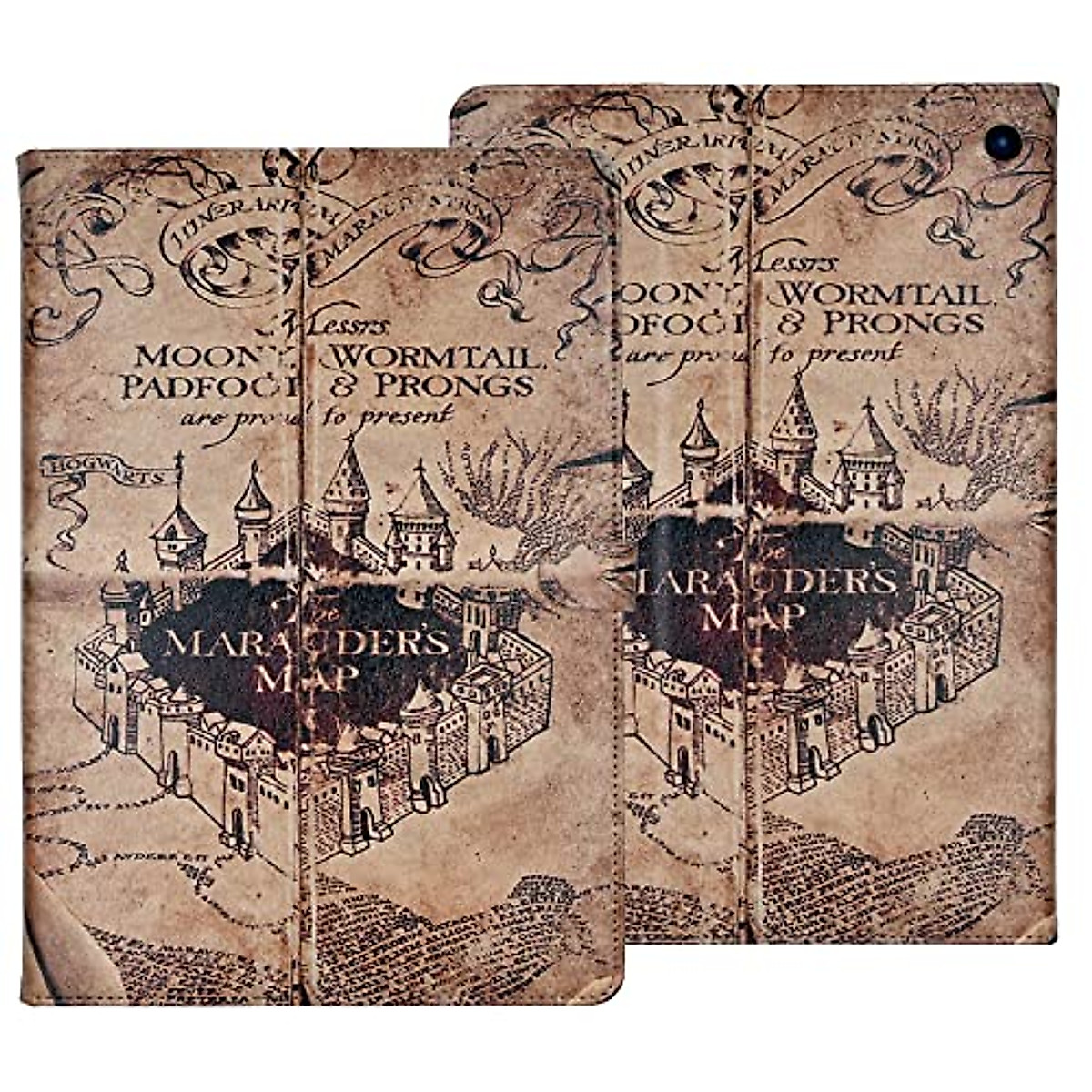 YHB Case for Amazon Fire HD 10 & HD 10 Plus Tablet (11th Generation 2021 Release), Premium PU Leather Folding Stand Multiple Viewing Angles Protective TPU Cover, Marauder's Map Vintage