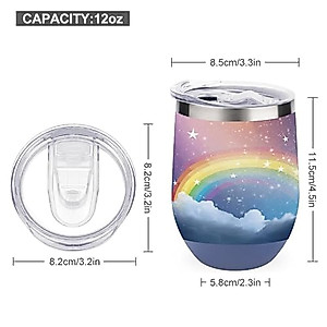 WYUSPGK 304 Stainless Steel Insulated Cup, Star in Rainbow Print Smooth Rim, Durable & Reusable - Perfect for Office, Home, And Travel