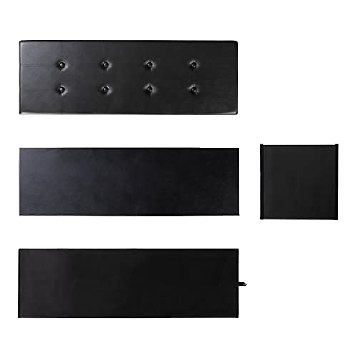 Otto & Ben Folding Chest with Memory Foam Seat Tufted Faux Leather Trunk Bedroom Ottomans Bench End Table, 45 Inch, Black