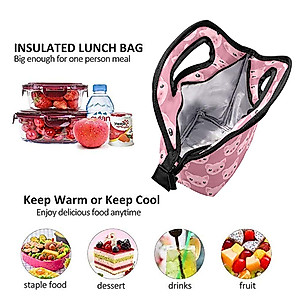 Cartoon Pink Pig Lunch Bag Insulated Cooler Lunch Box, Cute Animal Reusable Tote Outdoor Travel Picnic Bags For Snacks Organizer for Women Kids Students School Office Work