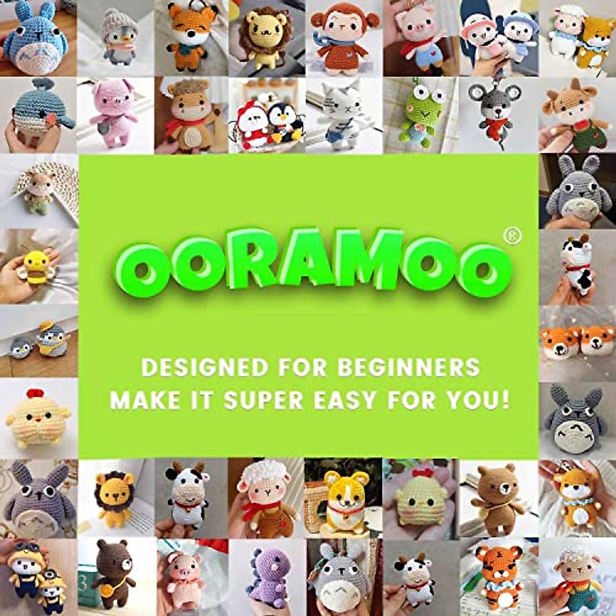 OORAMOO Crochet Kit for Beginners - 4Pcs Succulents, Beginner Crochet Starter Kit for Complete Beginners Adults, Crocheting Knitting Kit with Step-by-Step Video Tutorials