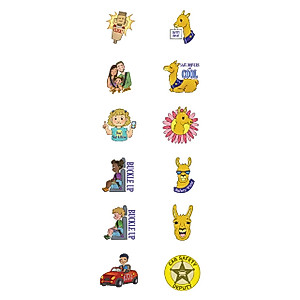 BPA-FREE Car Seat Belt Buckle Booster Yellow - Raises and Stabilizes Your Receiver - Fun Kid Safety Sticker Gift (Short (Wrap Around Buckle), 6-Pack)