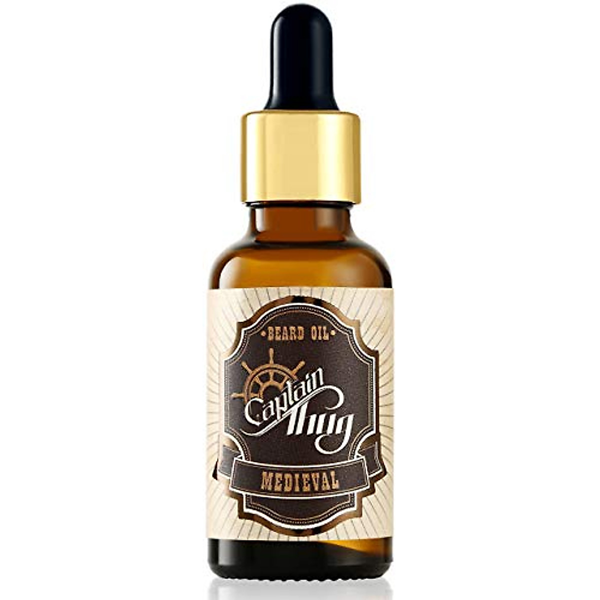Captain Thug Medieval Beard Oil Conditioner – Ultra Premium Ayurveda – 9 Essential Oils – Softens, Smooths & Strengthens Beard Growth – Grooming Beard and Mustache Nourishment Treatment – 1 fl. oz.