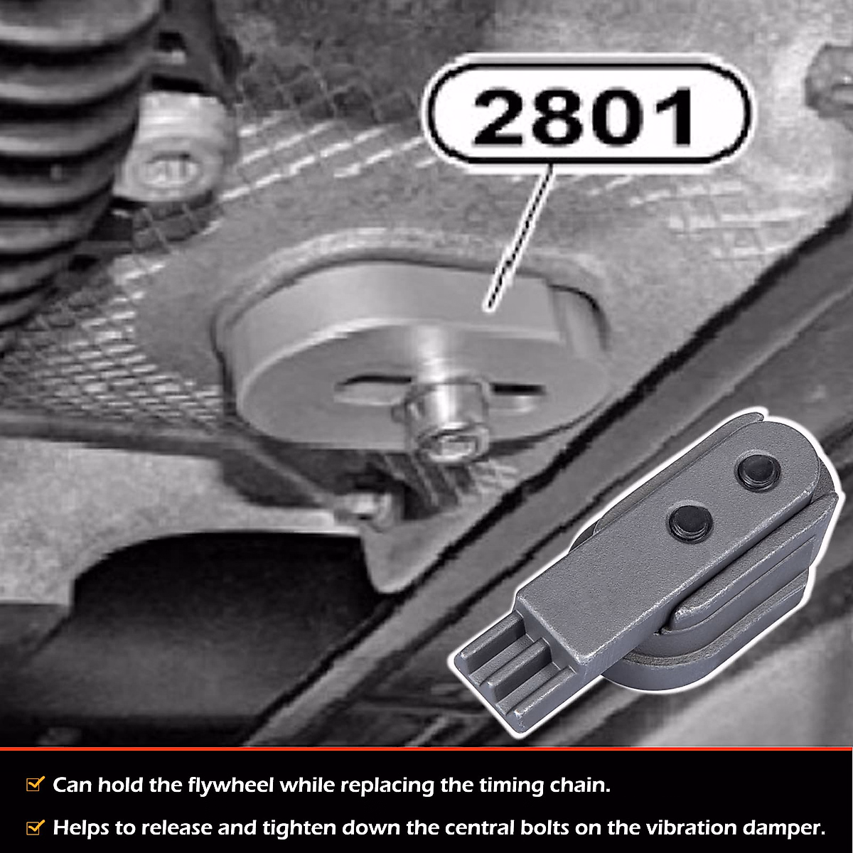 Heavy Duty 2801 Flywheel Holder Flex Plate Lock Tool for Replacing Timing Chain + 7676 Oil Seal Repair Kit with Balance Shaft & Oil Pump Alignment Tool Set for BMW 1 2 3 4 Series N20 N26 Engines