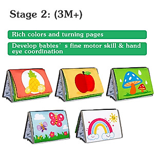 Aboosam Tummy Time Mirror Baby Toys 0-6 Months - Infant Toys Black and White High Contrast Baby Crinkle Toys 0-3 Months with Teether - Montessori Newborn Brain Development Sensory Toys for Babies