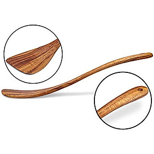 Jilla-hla Wooden Spatula Wooden Turner Acacia Wood,Long Handle Flat Frying Spatula Handmade for Kitchen Cookware (Frying Spatula)