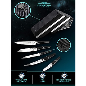 Dalstrong Knife Block Set - 5 Piece - Quantum 1 Series - American Forged BD1N-VX Hyper Steel - Carbon Fibre G10 Hybrid Handle - Professional Kitchen Set - Knife Set