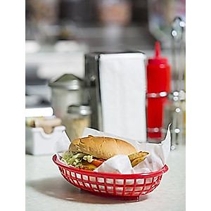 TableCraft H1074R6 6-Piece Classic Oval Plastic Baskets, Red