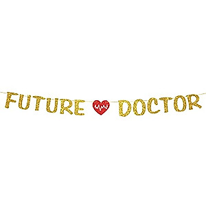 KakaSwa Glittery Future Doctor Banner, Doctor Graduation Sign, Medical Doctor Graduation Party Decorations, Gold
