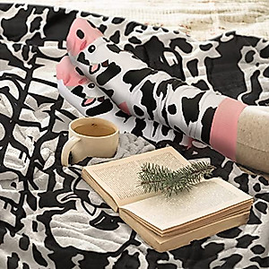 CusFuk Cute Cow Throw Blankets All Season Bed Blanket Decorative Home Farm Decor Gift Blanket 50x60 Inch with Socks for Girls Women Black-cow 50 inch x60 inch