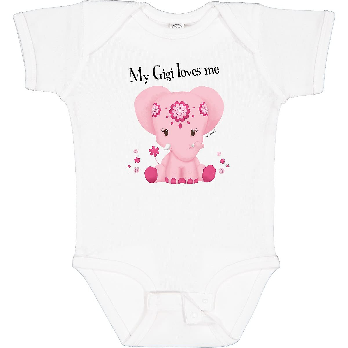 inktastic Aditi My Gigi Loves Me Pink Elephant Beautiful Baby Bodysuit Newborn 0020 White - Tiny Tusks 3034b