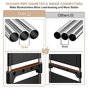 REIBII Bookshelf, Book Shelf, Bookcase, 12 Bookshelves, Bookcases, DIY Book Case, Black Bookshelf, Tall Bookshelf, Book Shelves for Bedroom Office Living Room Closet