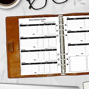 A5 Weekly Workout Tracker Planner Insert Refill, 5.83″ x 8.27″, Fits 6-Rings Binders - Filofax, LV GM, Moterm, Choice of Quantity