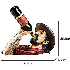 Stylish Simplicity Wine Racks Free Standing Resin Wine Bottle Holder,Home Retro Decoration Ornaments,Cowboy Statue Decoration,Suitable for Living Room,Bedroom,Bar,Restaurant (44.5 x 22.3 x 26.2 Cm) ,