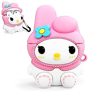 Cute Airpods 2nd Generation Case Cover, Soft Silicone Pink Kawaii Airpods Case for 2nd/1st, Funny Aesthetic Cool 3D Case Cute for AirPods 1&2nd with Lanyard Keychain (Pink)