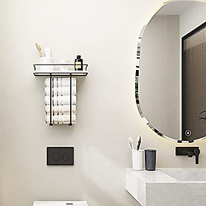 LAPTAIN Bathroom Towel Racks for RV, Wall Mounted Shelf with Towel Holder for Rolled Towels, Bath Towel and Hand Towel