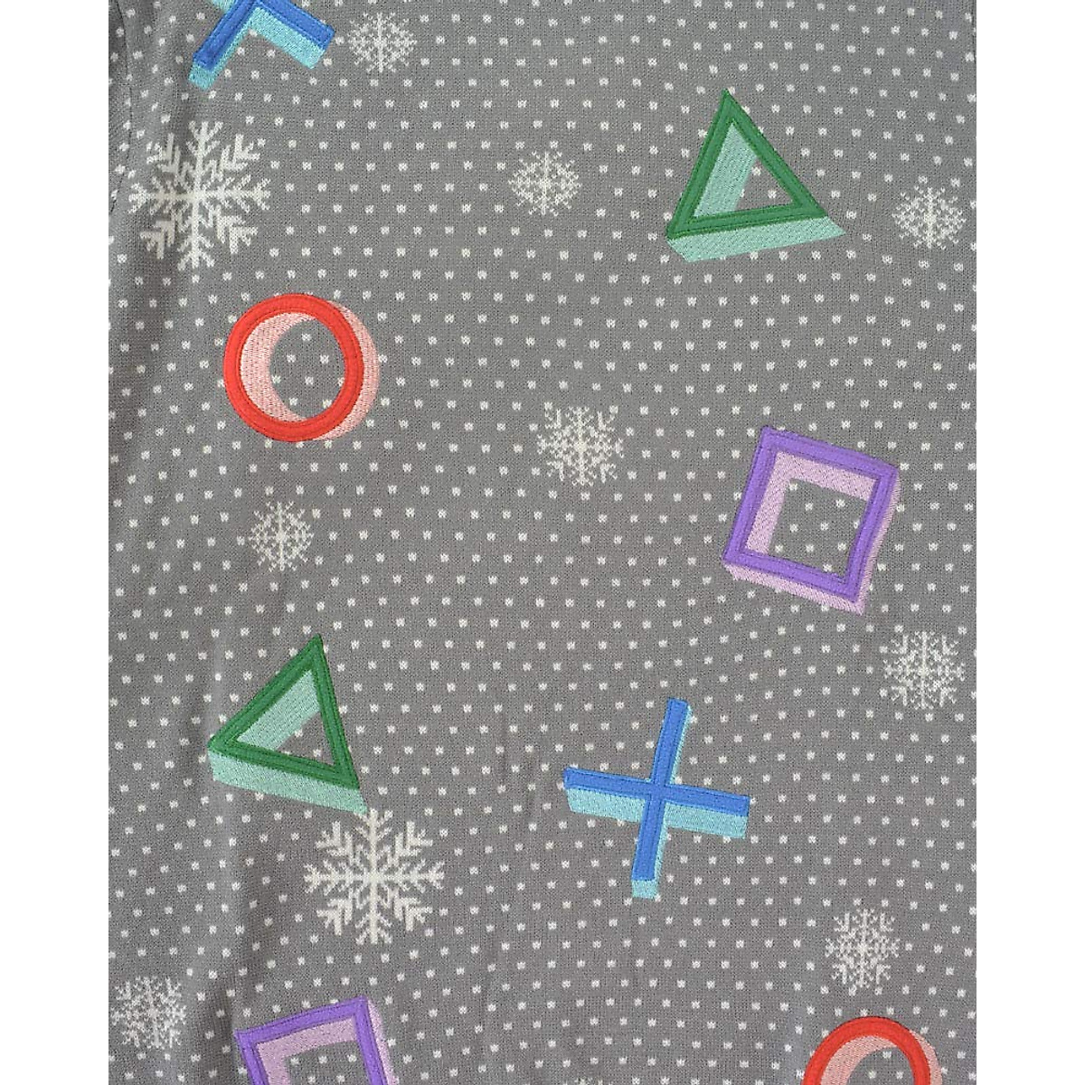 Numskull Unisex Official PlayStation Symbols Grey Knitted Christmas Jumper for Men or Women - Ugly Novelty Sweater Gift