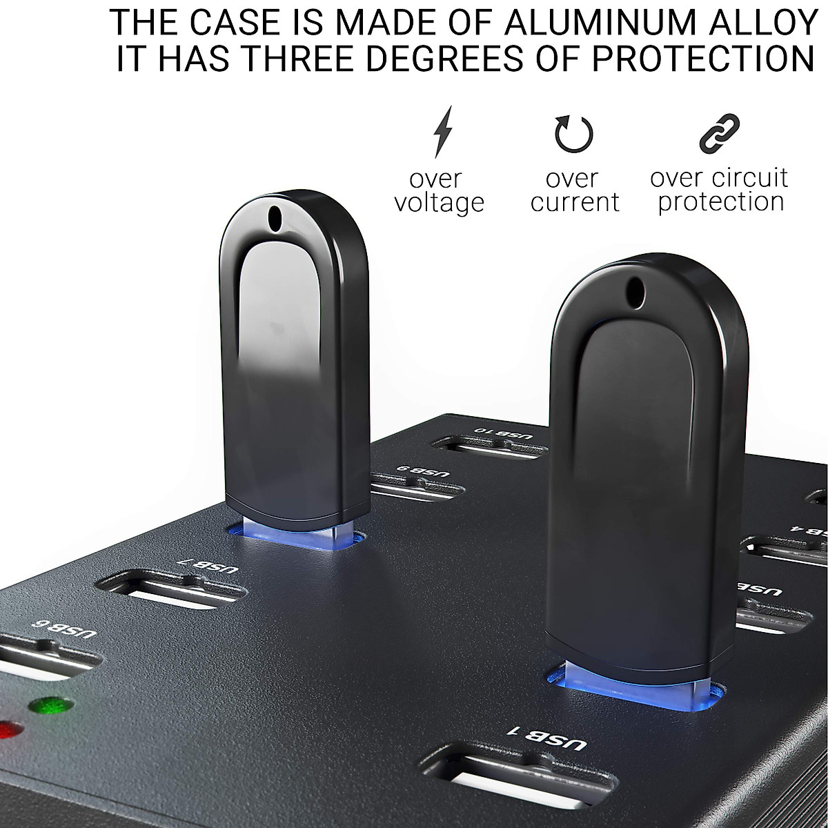 BrovSS: 10 Ports USB 2.0 Powered Hub - USB Extension Splitter with 12V 5A 60W Power Adapter. Connect up to 10 Electronics and USB peripherals. (Black)