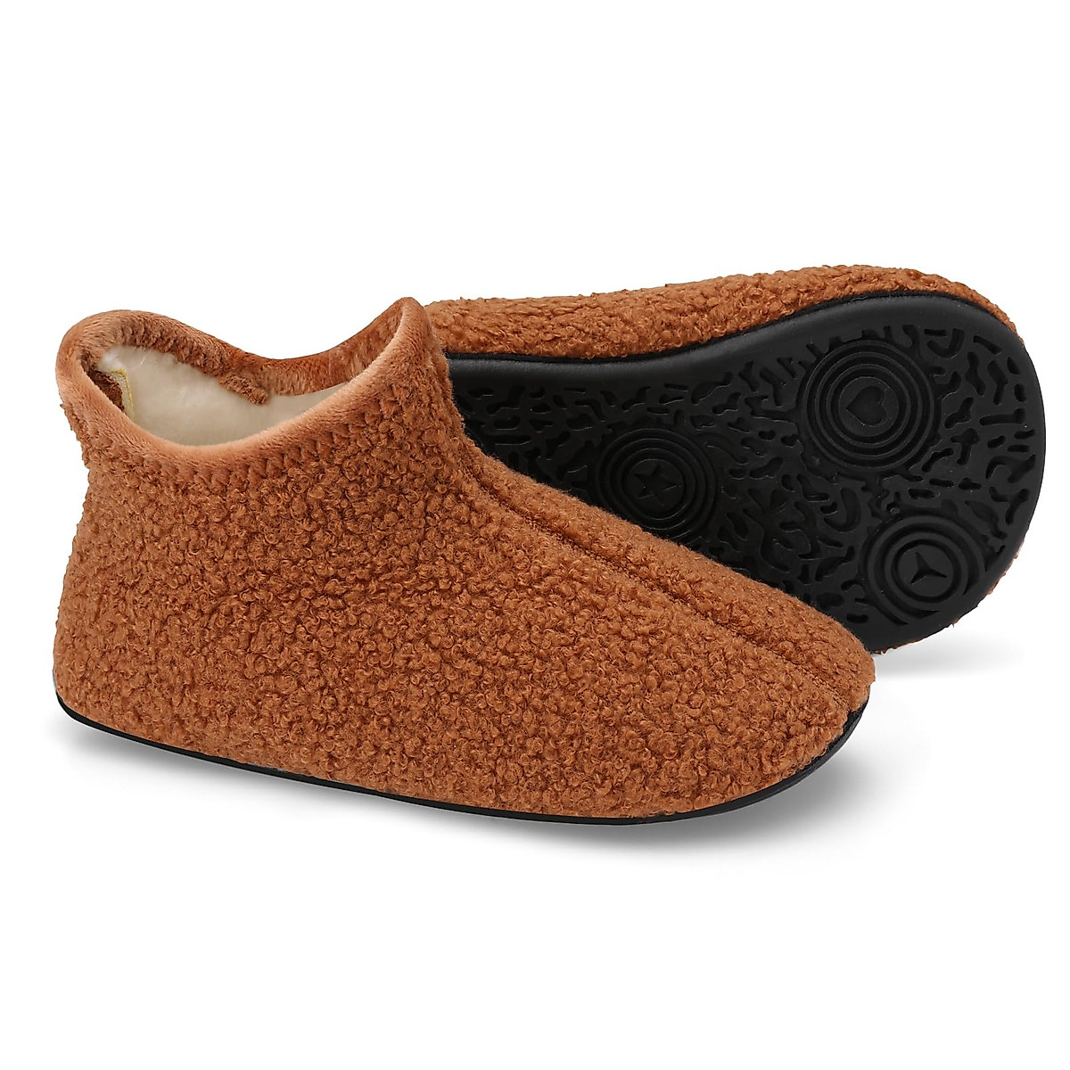 Scurtain Unisex Big Kids Slippers Little Kids Slippers Toddler Slippers Artificial Woolen Slippers big boys house slippers big girls house slippers big boys house shoes Brown/High Top 4-5 Big Kid