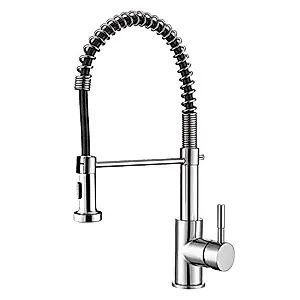 Single Handle Pull Down Spring Kitchen Faucet, Stainless Steel Brushed Nickel Kitchen Sink Faucet with Sprayer