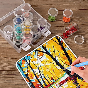 Bead Organizer Box, Diamond Painting Art Accessories Storage Box Containers, Diamond Bead Storage Box Organizer Containers Small Plastic Embroidery Storage Bead Container for Beads (1Pack-14Grid)